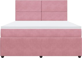 Box spring postel s matrací růžová 180x200 cm samet 3294705