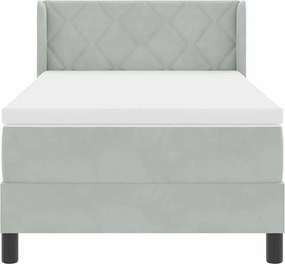 Postel s boxspringem s čelo Světle šedá 200 x 90 cm samet 3341504