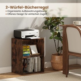 Costway Sada 2 dvoupatrových knihoven 42 cm, rustikálně hnědá