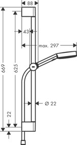 Hansgrohe Pulsify - Sprchová souprava 105 3jet Relaxation se sprchovou tyčí 65 cm, bílá matná 24160700