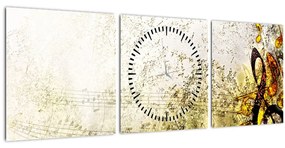 Obraz - Síla hudby (s hodinami) (90x30 cm)