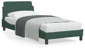 Rám postele s čelem tmavě zelený 90x190 cm samet