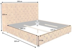 Designová postel Laney 160 x 200 cm hořčicový samet