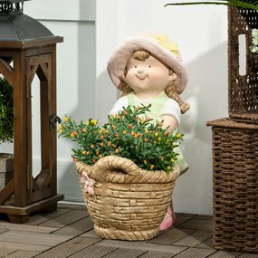 Outsunny dekorativní postavičky do obývacího pokoje, dívka s květináčem, 20x30x40cm, oxid hořečnatý, odolný proti povětrnostním vlivům, domácí dekora…