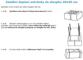 Poštovní schránka pro zazdění hl. 40 cm - NEREZ, 1 x zvonek, 1 x jmenovka, 1 x příprava pro audio