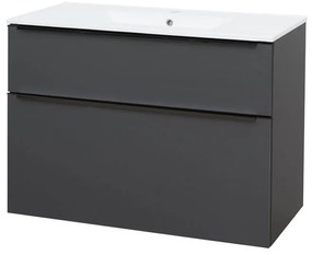 Mereo Mereo, Mailo, koupelnová skříňka s keramickým umyvadlem 101 cm, černé madlo, CN532B