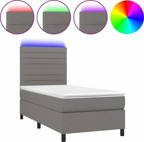 Box spring postel s matrací a LED tmavě šedá 100x200 cm textil 3134934