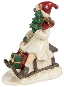 Dekorativní figurka holčička v bílém kožíšku na sáních – 10x6x12 cm