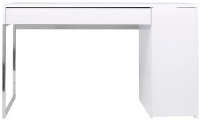 OnaDnes -20% Bílý lakovaný pracovní stůl TEMAHOME Prado 130 x 60 cm s chromovanou podnoží