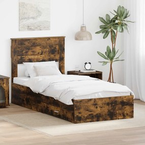 Rám postele s čelo Kouřový dub 100 x 200 cm Kompozitní dřevo 3410023