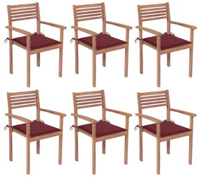 Stohovatelné zahradní židle s poduškami 6 ks masivní teak,  3072581
