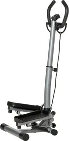 HOMCOM stepper s výškově nastavitelnou rukojetí, LCD monitorem a elastickými pásy, 55x53x118-128cm, Černá