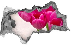 Wallmuralia Samolepící díra na stěnu Růžové tulipány 95x73 cm