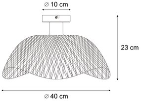Stropní svítidlo v art deco stylu, černé bambusové, 40 cm - Alka