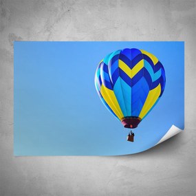 Plakát - Modrý horkovzdušný balón (60x40 cm) - PopyDesign