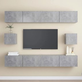 6dílný set TV skříněk betonově šedý kompozitní dřevo 3079104