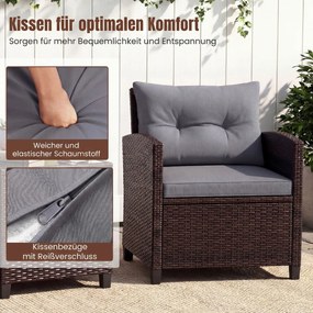 Costway 3-dílný. Ratanová sada Gartenmöbel inkl. 2 Sessel a 1 Beistelltisch
