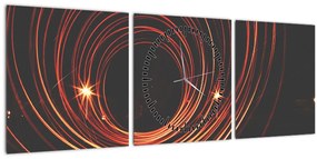 Obraz abstraktních linek (s hodinami) (90x30 cm)