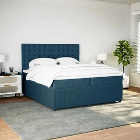 Box spring postel s matrací modrá 200 x 200 cm samet 3294746