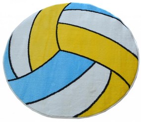 Dětský kusový koberec Volejbal bílý kruh 100x100cm