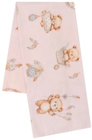 New Baby Flanelová plena s potiskem 70 x 80 cm Teddy bear pink