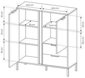 LARS a | komoda 2D2S | 123,4 cm | antracit
