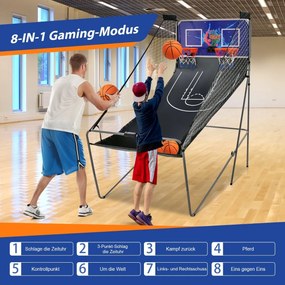 Costway Basketbalový stroj Skládací basketbalová arkádová hra s 2 modrými koši