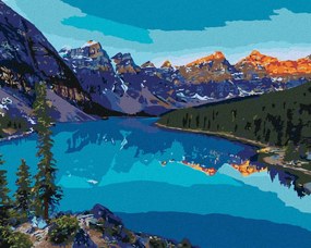 Diamantové malování diamondi - morénské jezero v národním parku banff, 40x50 cm, vypnuté plátno na rám