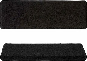 Schodové rohože 15 ks 65 x 21 x 4 cm černé s obdélníkovým okrajem 134576