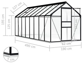vidaXL Skleník s podkladovým rámem antracitový hliník 9,31 m²