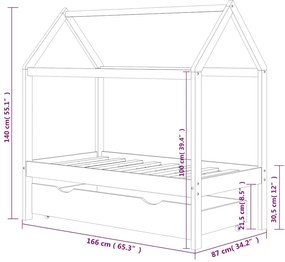 vidaXL Marketos Rám dětské postele se zásuvkou tmavě šedý borovice 80 x 160 cm
