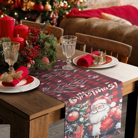 EUROFIRANY VÁNOČNÍ BĚHOUN NA STŮL SANTA CLAUS 33X183 CM VZOROVANÝ