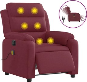 Elektrické masážní polohovací křeslo vínové textil 3204971