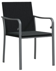 Zahradní židle s poduškami 2 ks černé 56 x 59 x 84 cm polyratan - Default Title