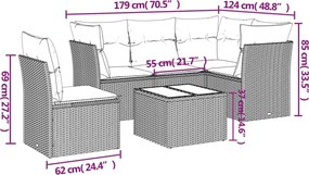 vidaXL 6dílná zahradní sedací souprava s poduškami polyratan [3249488] Barva: Černá