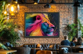 Král neonové džungle - obraz - Barevný lev v moderním stylu 84 - 40 x 50 cm - 499 Kč