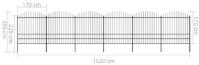 Zahradní plot s hroty ocel (1,75–2) x 10,2 m černý,  277753