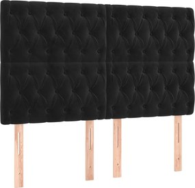 Box spring postel s matrací a LED černá 160x200 cm samet 3136313