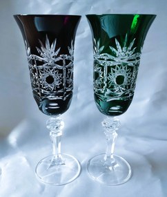 Vysoké barevné sklenice na šampaňské 150 ml, 2 ks - Vzor 7