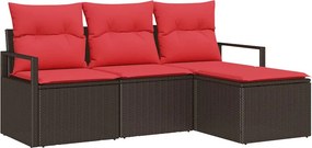 Set pohovek 4 ks Hnědá polyratan 3346334