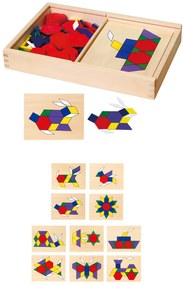 Dřevěná Montessori geometrická mozaika Viga Toys, 148 dílků