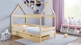 BabyBeds Dětská postel z masivu domeček borovice Velikost postele: 160x80 cm, Úložný prostor: Jeden velký šuplík na kolečkách Borovice