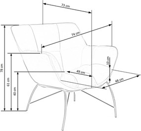 Designové křeslo BELTON — kov, látka, zelená