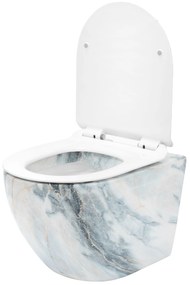 REA - Carlos Granit Shiny Rimless závěsná WC mísa včetně sedátka, imitace kamene, REA-C8002