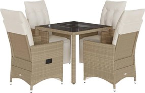 5dílný zahradní bistro set s poduškami béžový polyratan 3276938