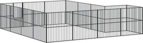 Ohrádka pro psy 16 panelů černá pozinkovaná ocel 3209559
