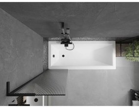 Mexen Next L, 1-křídlová vanová zástěna 50 x 150 cm, 6mm sklo s žebrovým vzorem, černý profil, 895-050-000-03-09-70