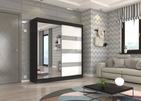 ADRK Furniture Posuvná skříň se zrcadlem a lacobelem TOURA 200 ADRK-SW-TOU-BWGL-200