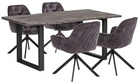 Šedý jídelní stůl masiv akát Grey 230x100 černé nohy