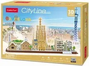 CubicFun 3D Puzzle CityLine - Barcelona / 186 dílů / 54 x 17 x 26.2 cm